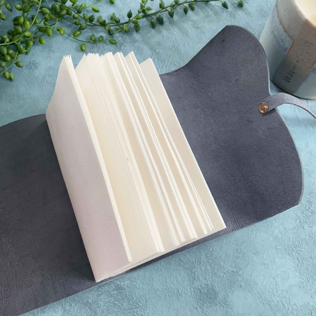 A6 Handmade Leather Notebook - Navy